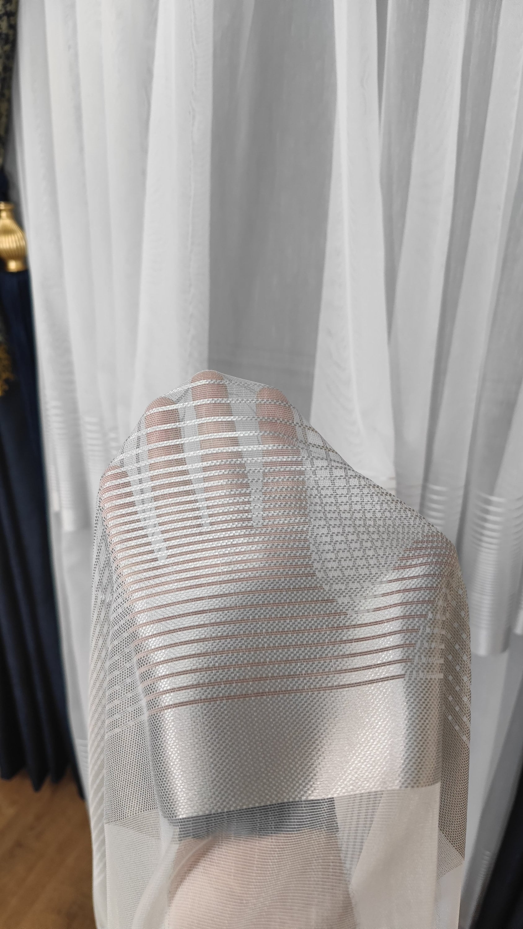 Modern White Linen Striped Sheer Curtains for Living Room, Custom Size ...