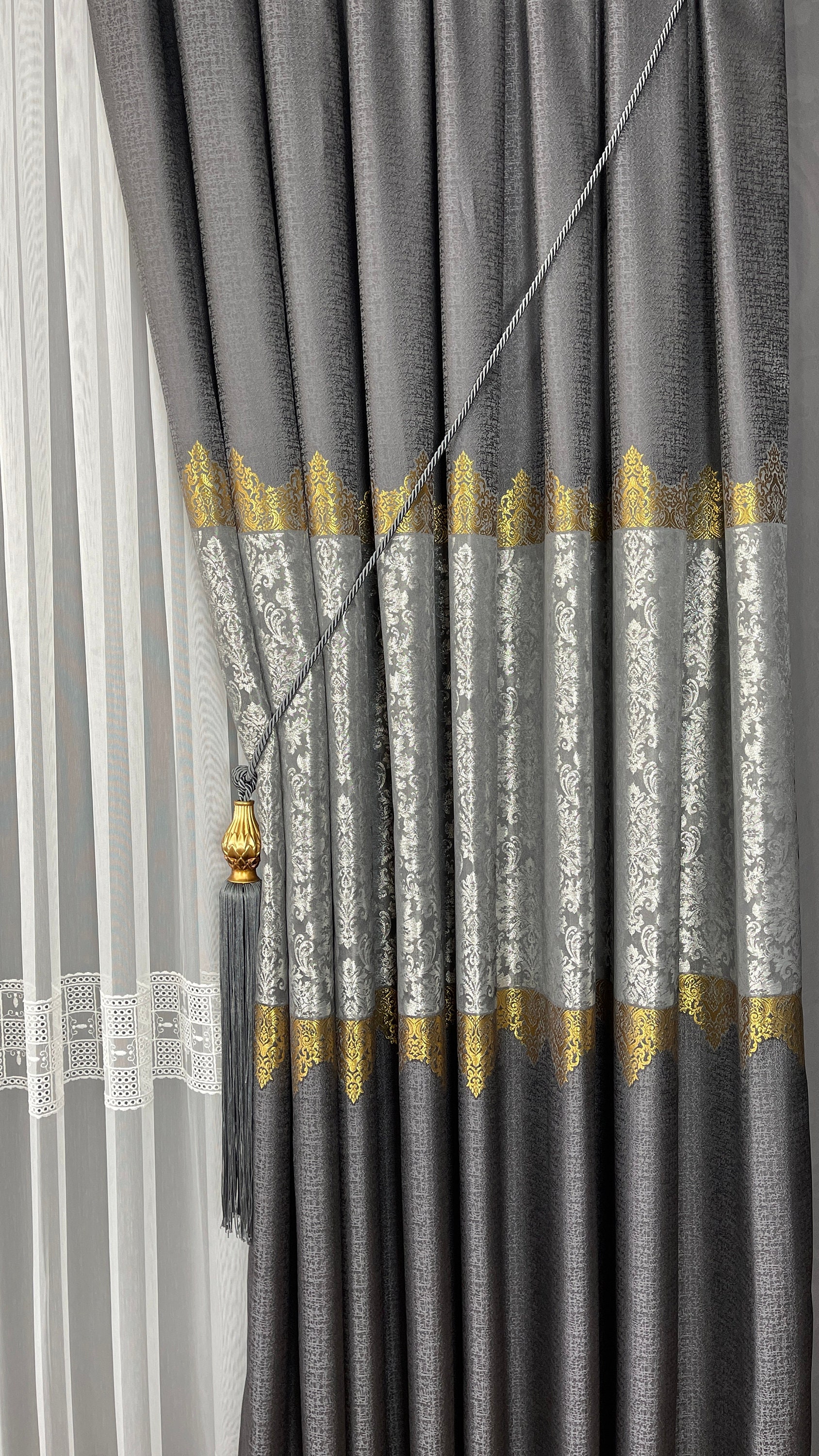 Modern Geometric Curtain Panels, Custom Handmade Curtains, Luxury ...