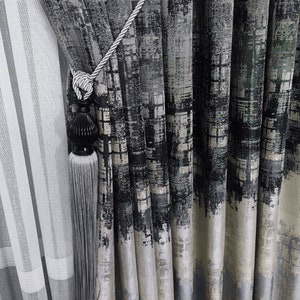 Luxury Color Block Jacquard Curtains – Custom Made Elegance, 4 Colors ...
