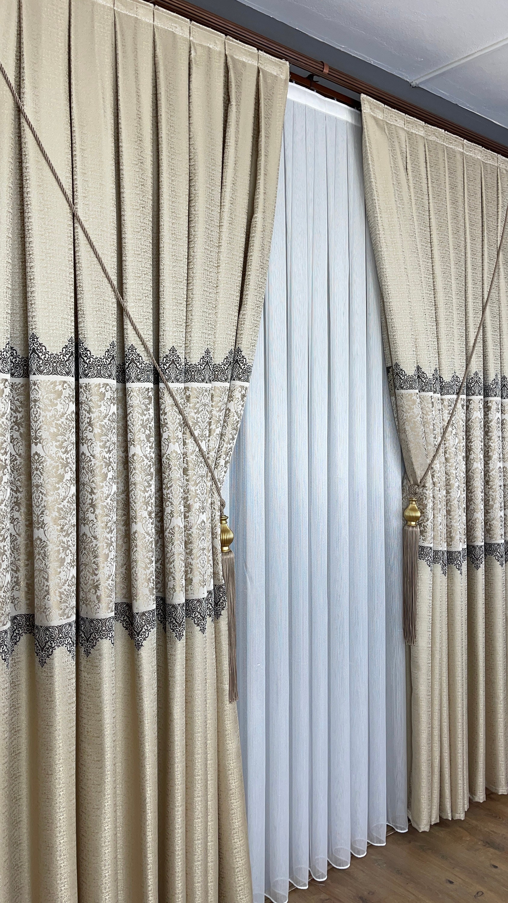 Modern Geometric Curtain Panels, Custom Handmade Curtains, Luxury ...