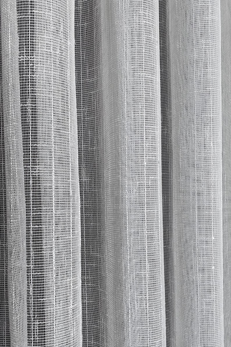 Modern White Linen Sheer Curtains for Living Room, Custom Size Luxury ...
