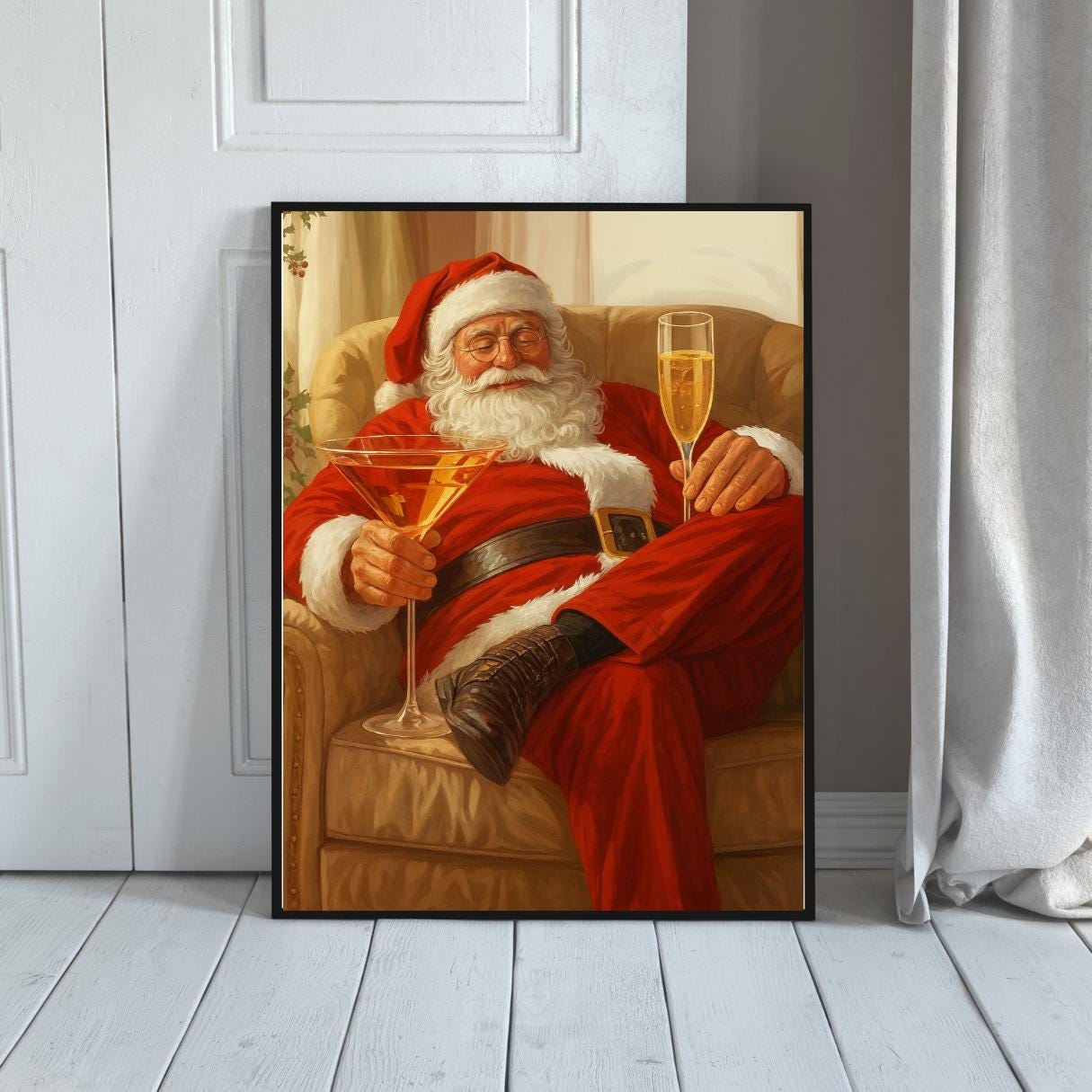 Vintage Relaxed Santa Claus Poster - Etsy