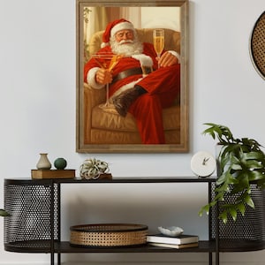 Vintage Relaxed Santa Claus Poster - Etsy