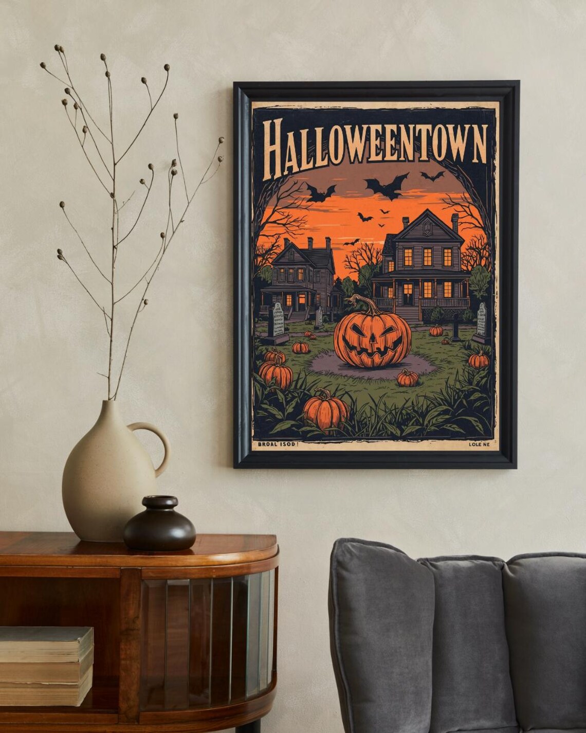 Vintage Halloween Town Poster - Etsy