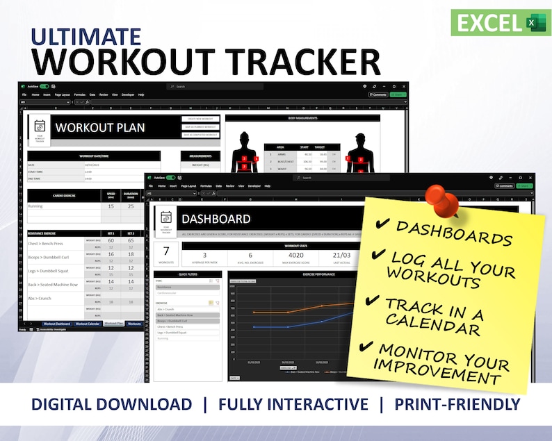 Ultimate Gym Workout Planner & Tracker With Body Measurement and Weight ...