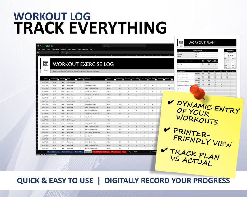 Ultimate Gym Workout Planner & Tracker With Body Measurement and Weight ...