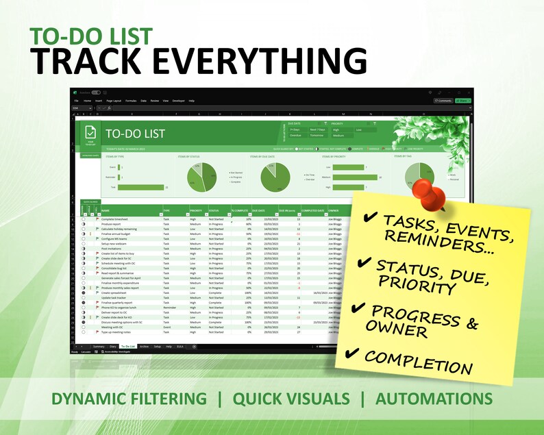 Ultimate Task Tacker & To-do List Excel Spreadsheet - Etsy