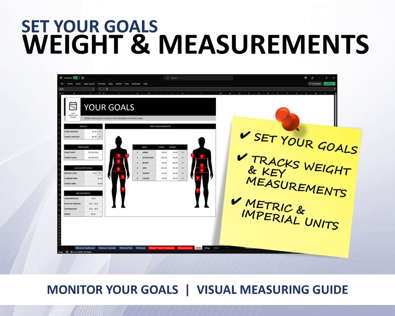 Ultimate Gym Workout Planner & Tracker With Body Measurement and Weight ...