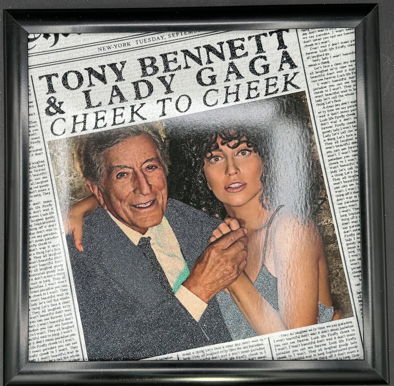 Lady Gaga Tony Bennett & Lady Gaga Cheek to Cheek Glittered Framed ... Lady Gaga Tony Bennett & Lady Gaga Cheek to Cheek Glittered Framed ...