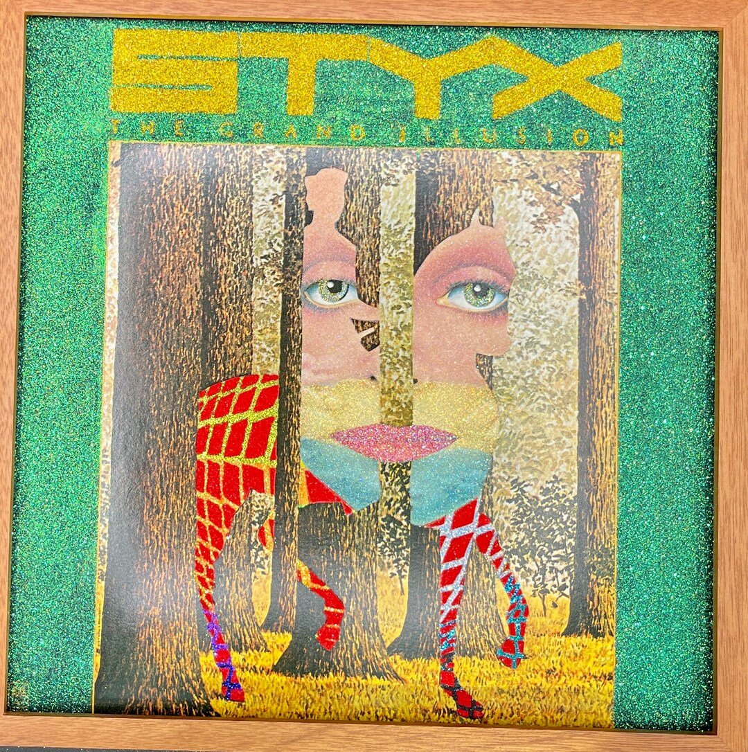 Styx the Grand Illusion Glittered Framed Vintage Album Cover record and ...