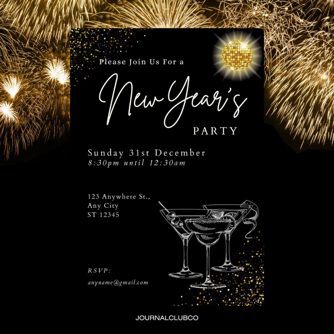 New Years Party Invitation - Etsy