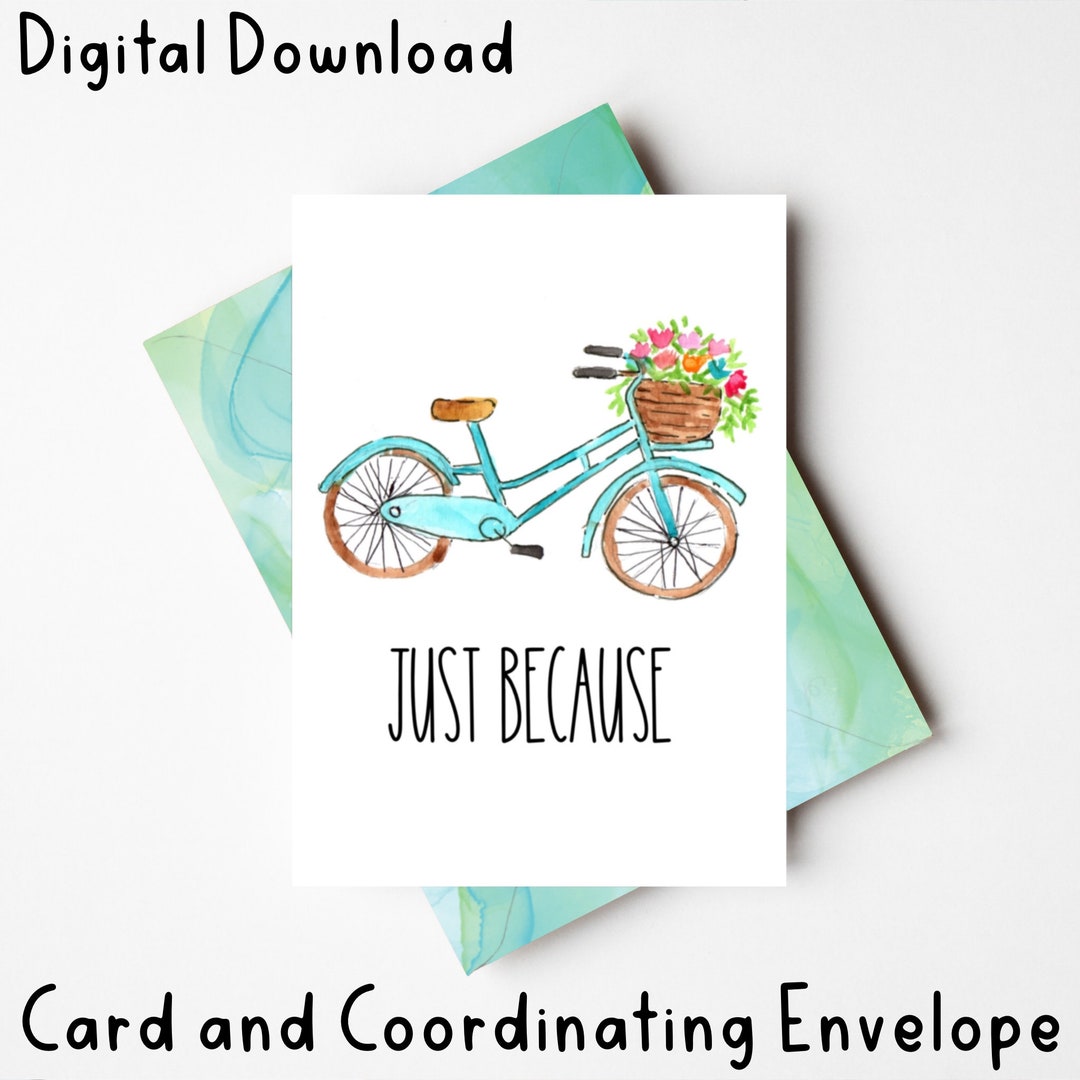 Printable Just Because Card and Envelope Greeting Card - Etsy