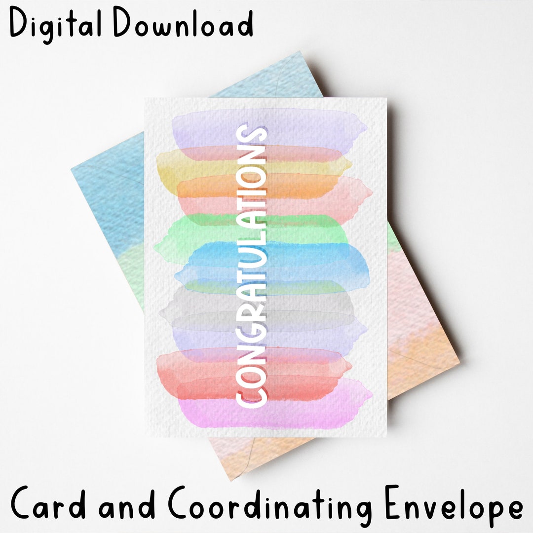 Printable Congratulations Card and Envelope Congrats Greeting - Etsy