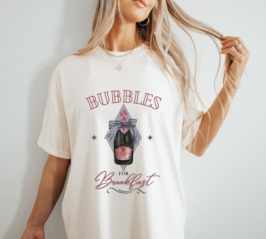 Bubbles for Breakfast Champagne Bow Shirt Coquette Style Preppy Stuff ...