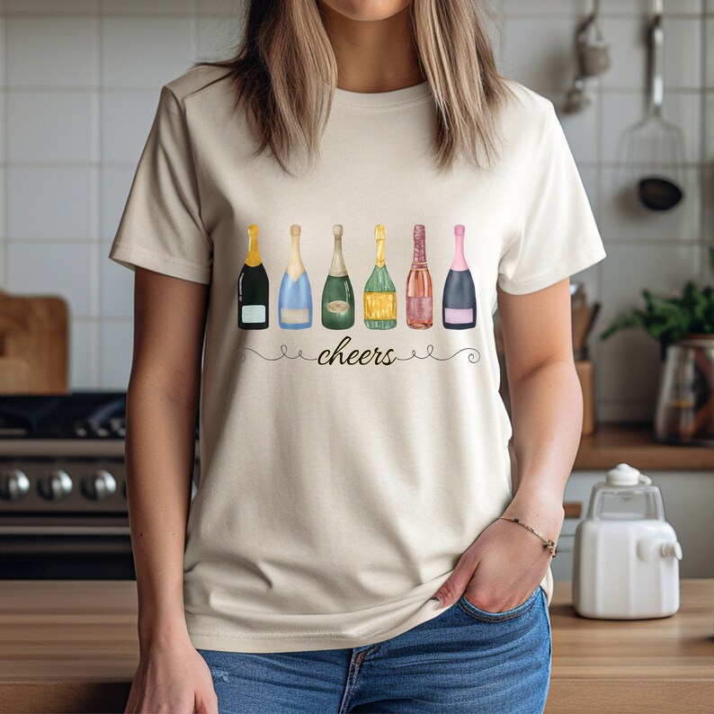 Champagne Shirt Cheers Champagne Bottles Tshirt Women's Festive Shirt ...