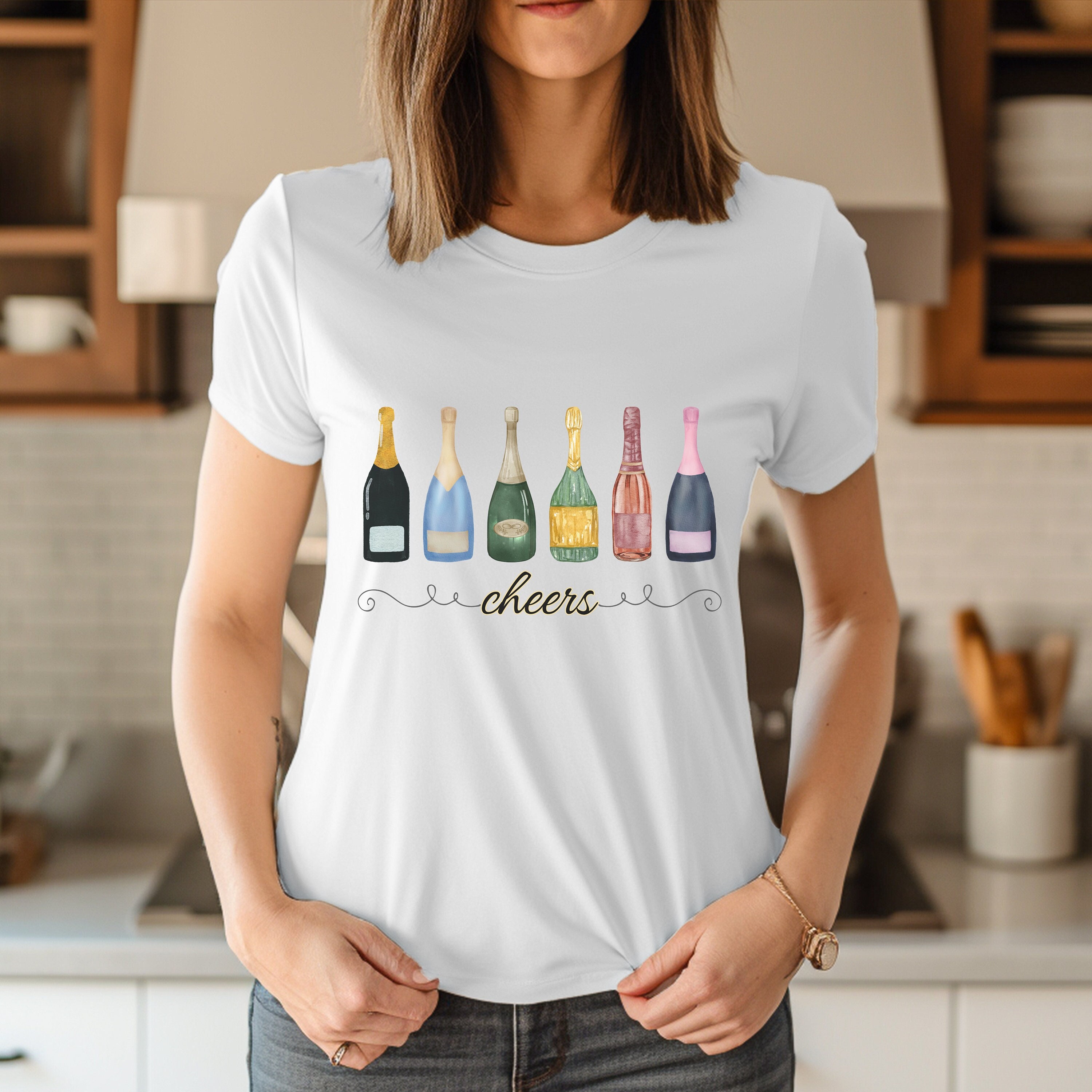 Champagne Shirt Cheers Champagne Bottles Tshirt Women's Festive Shirt ...