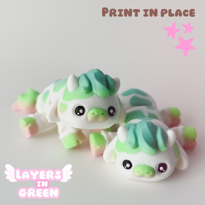 Cute Flexi Cow .STL File, Articulated 3D Print-in-place (digital ...