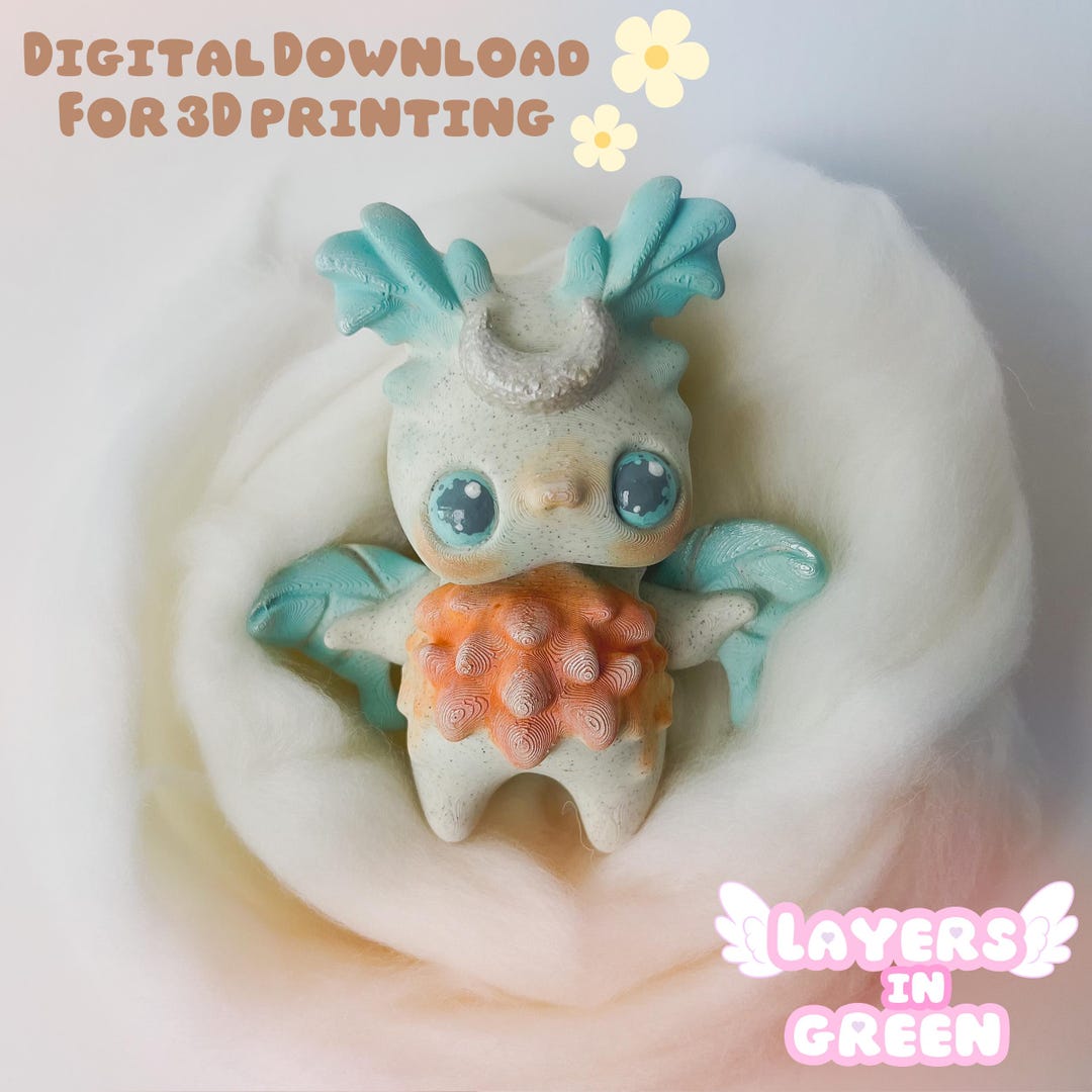 Moth Pixie, .STL File for 3d Printing, Cute, Fidget, Cottage, Chibi - Etsy