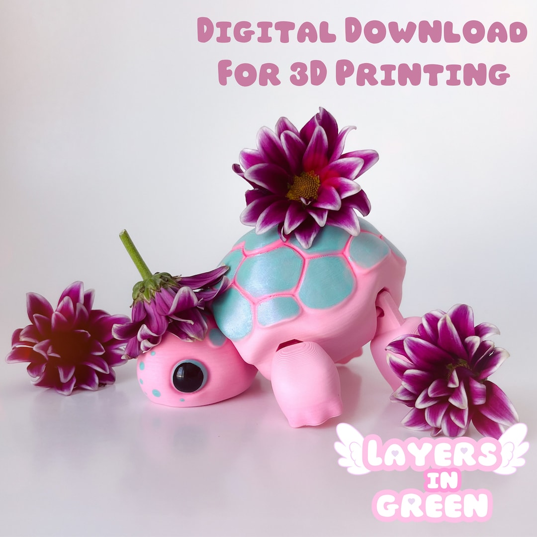Turtle, .STL File for 3d Printing, Art Toy, Cute Pet Flexi, Print-in ...