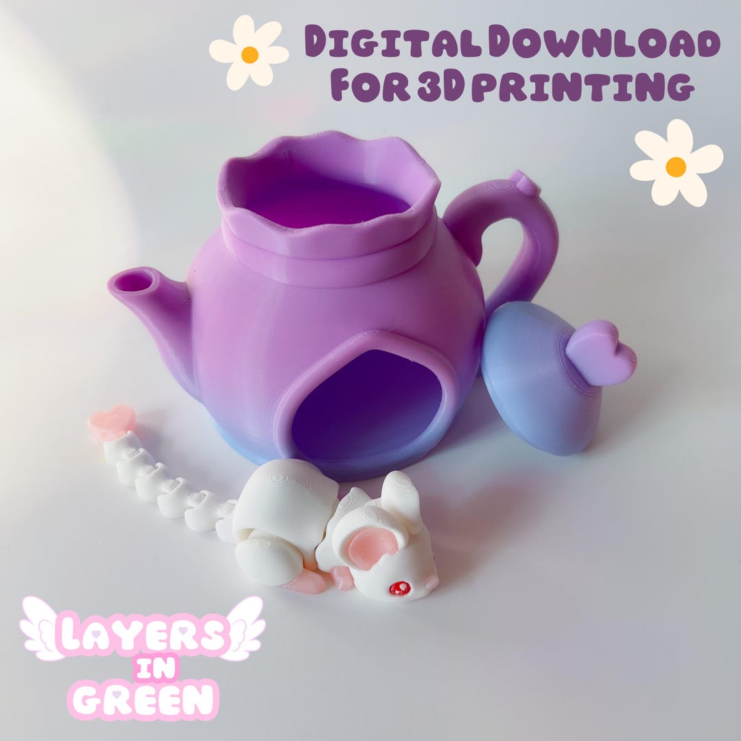 3D Printing STL File: Mice and Tea Set, Flexi Pet (digital Download) - Etsy