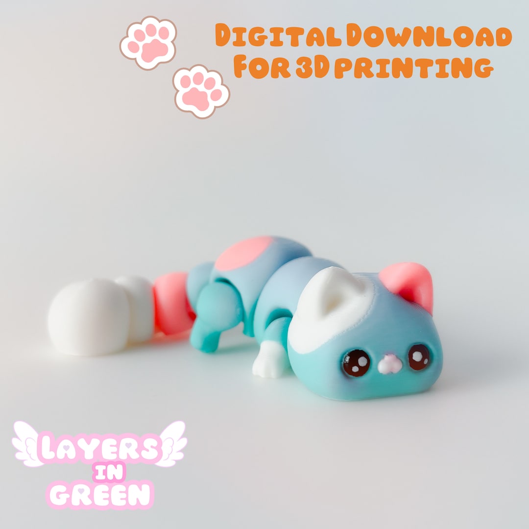Cute Kitty, Digital .STL File for 3d Printing, Mini Pet, Kitten, Fidget ...