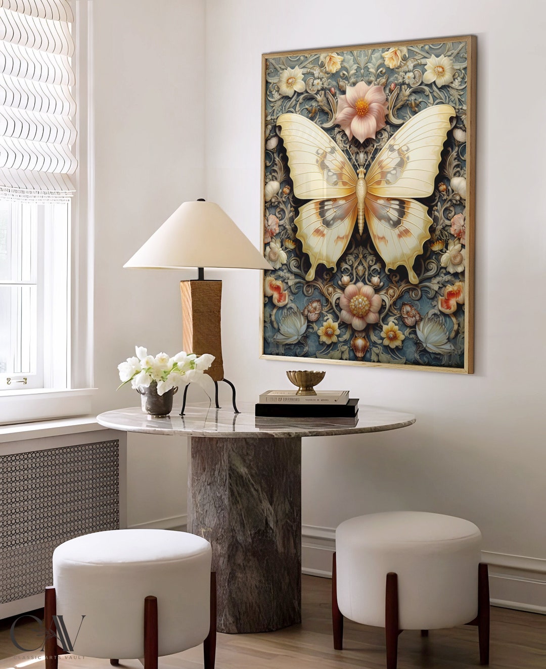 Butterfly Art Print, Coquette Wall Art Preppy Room Decor Rococo Poster ...