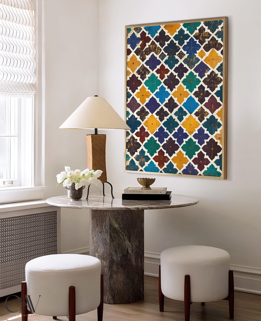 Alhambra Tile Inspired Print Islamic Mural Wall Art Muslim Andalusian ...