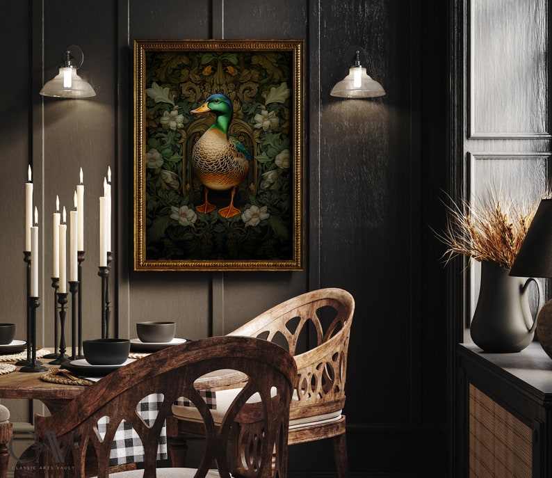 William Morris Inspired Mallard Duck Art Print Poster, Nature Prints ...
