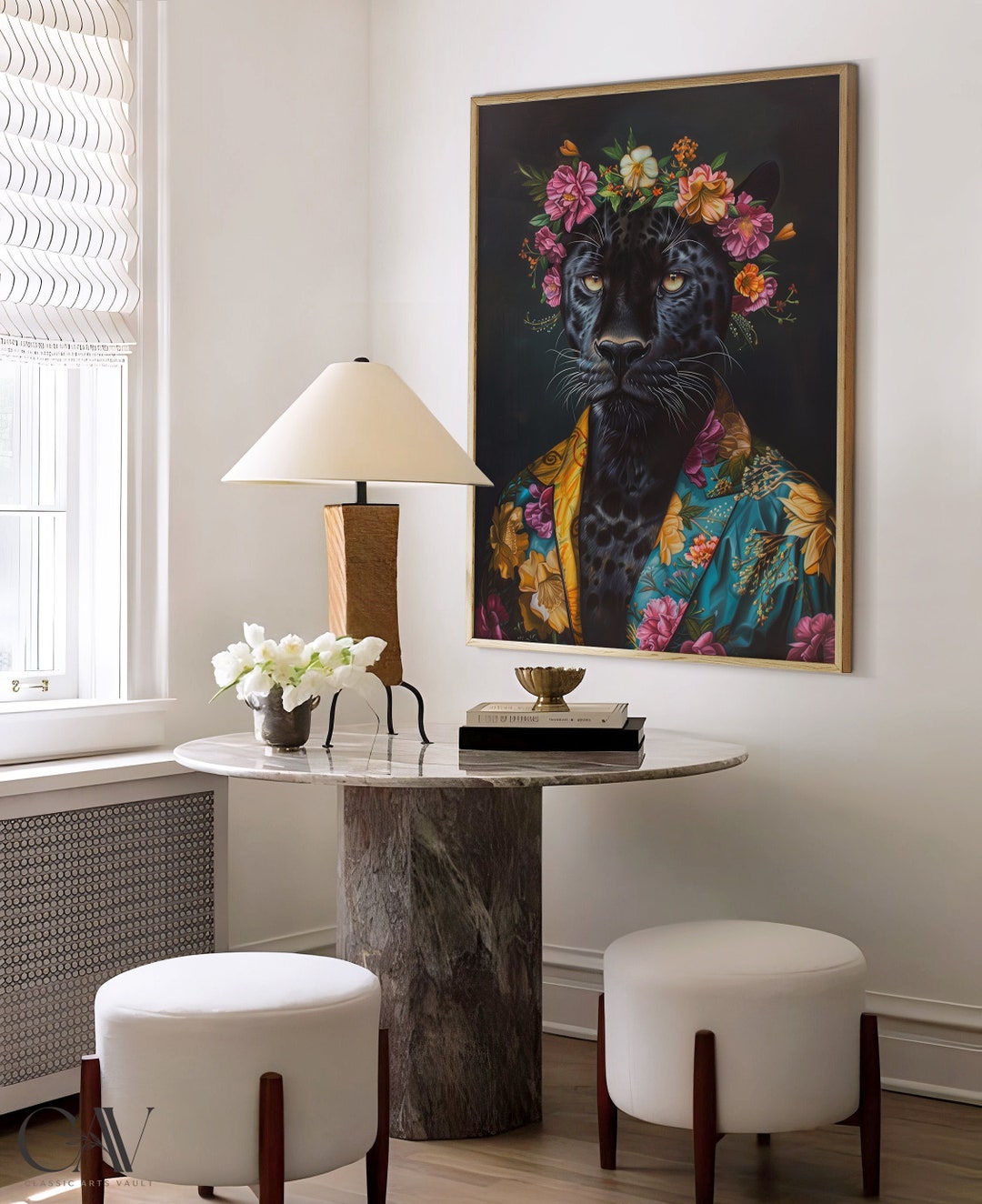 Black Panther Maximalist Eclectic Animal Portrait Print Funky Animal ...