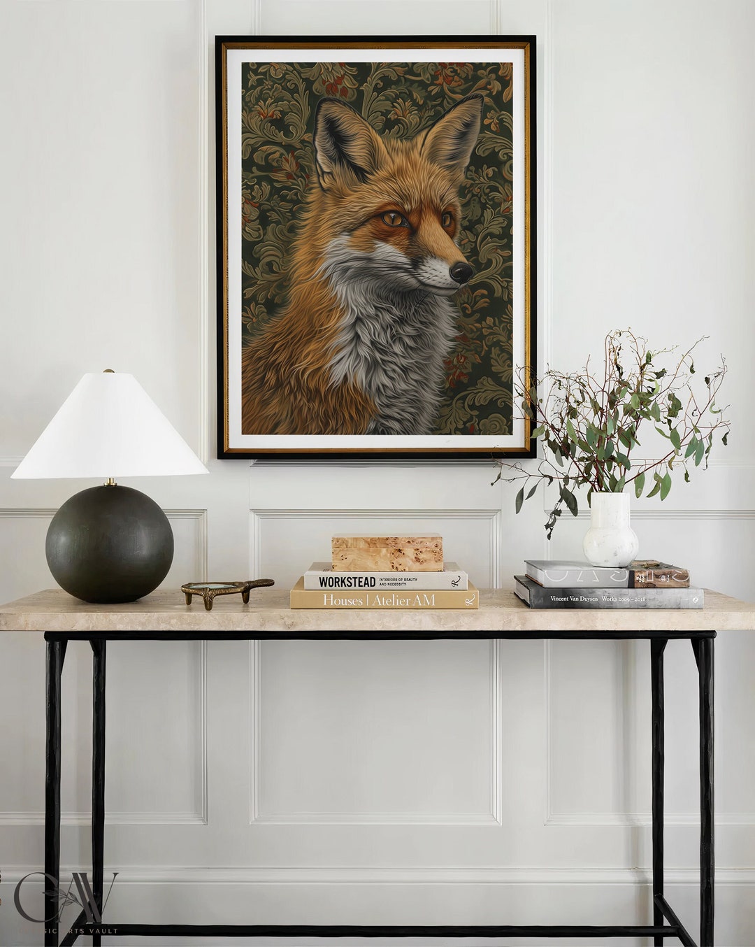 William Morris Inspired Fox Art Print, Fox Print Poster Nature Living Room Art,forest Wall Art ...