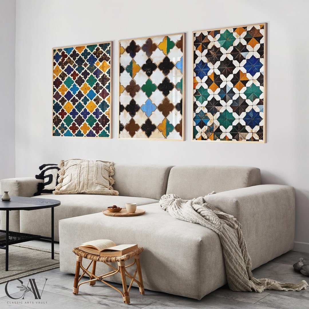 Alhambra Tile Inspired Print, Islamic Wall Art Muslim Arabic Decor, Eid ...