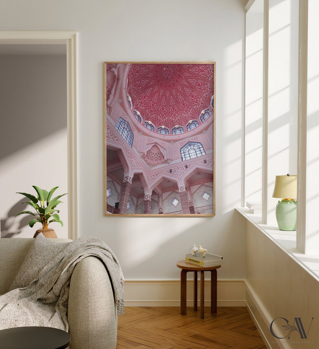 Pink Mosque Art Print, Islamic Wall Art Muslim Architecture Poster ...