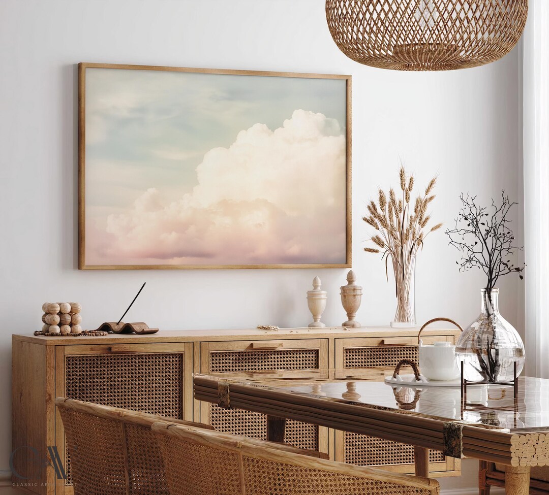 Cloud Sky Pastel Golden Hour Rustic Country Landscape Pastel Painting ...
