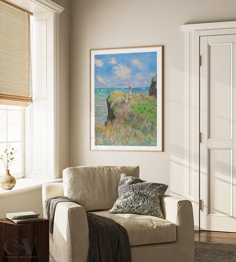 Claude Monet Cliff Vintage Summer Landscape Rustic Country Painting ...