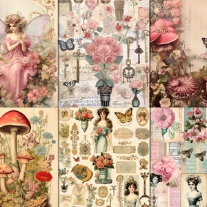 20 Sheet Printable Vintage Fairycore Botanical Ephemera Digital Paper ...