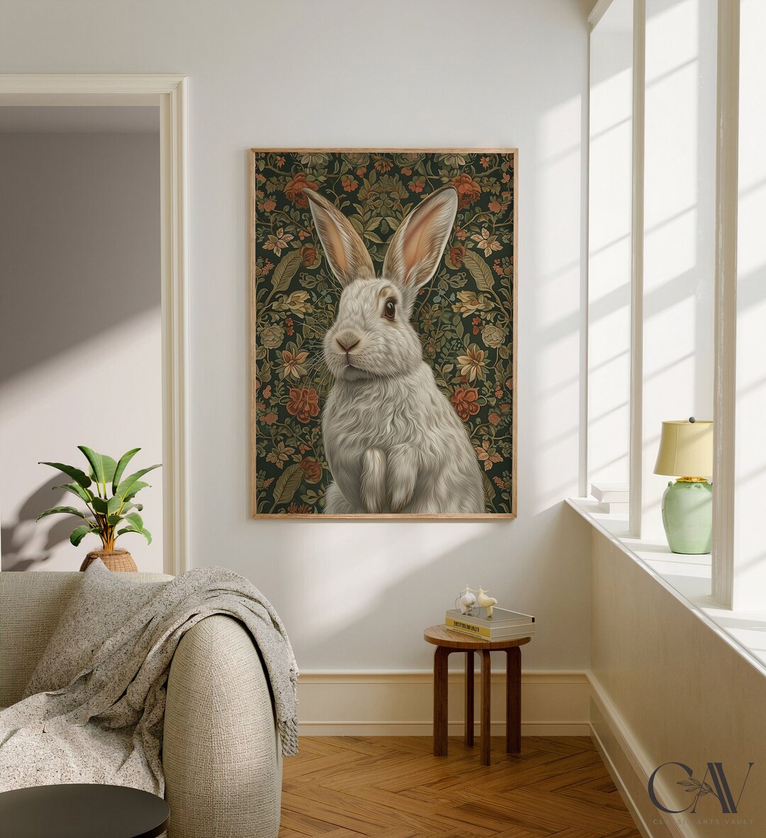 William Morris Inspired Rabbit Art Print Animal Bunny Decor, Year of ...