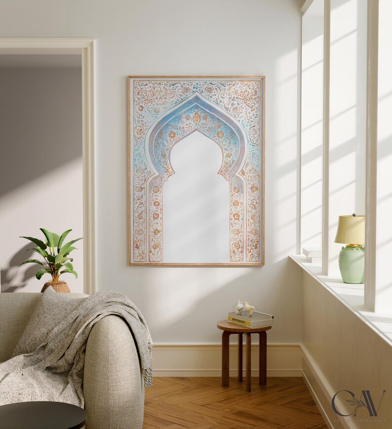 Mosque Arch Floral Art Print Islamic Wall Art Muslim Flower Poster ...