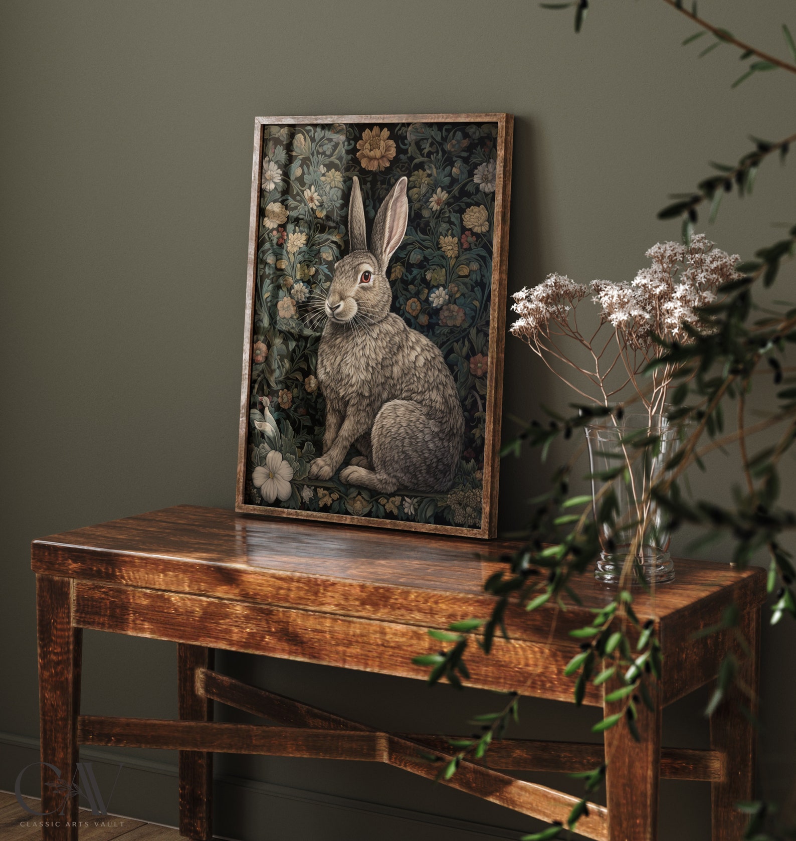 William Morris Inspired White Rabbit Art Print Animal Bunny Decor, Year ...