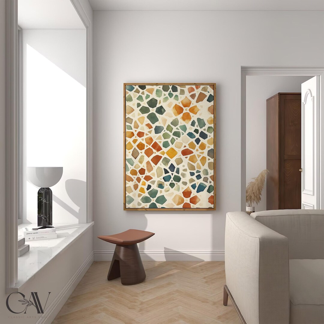 Alhambra Tile Inspired Print Islamic Mural Wall Art Muslim Andalusian ...