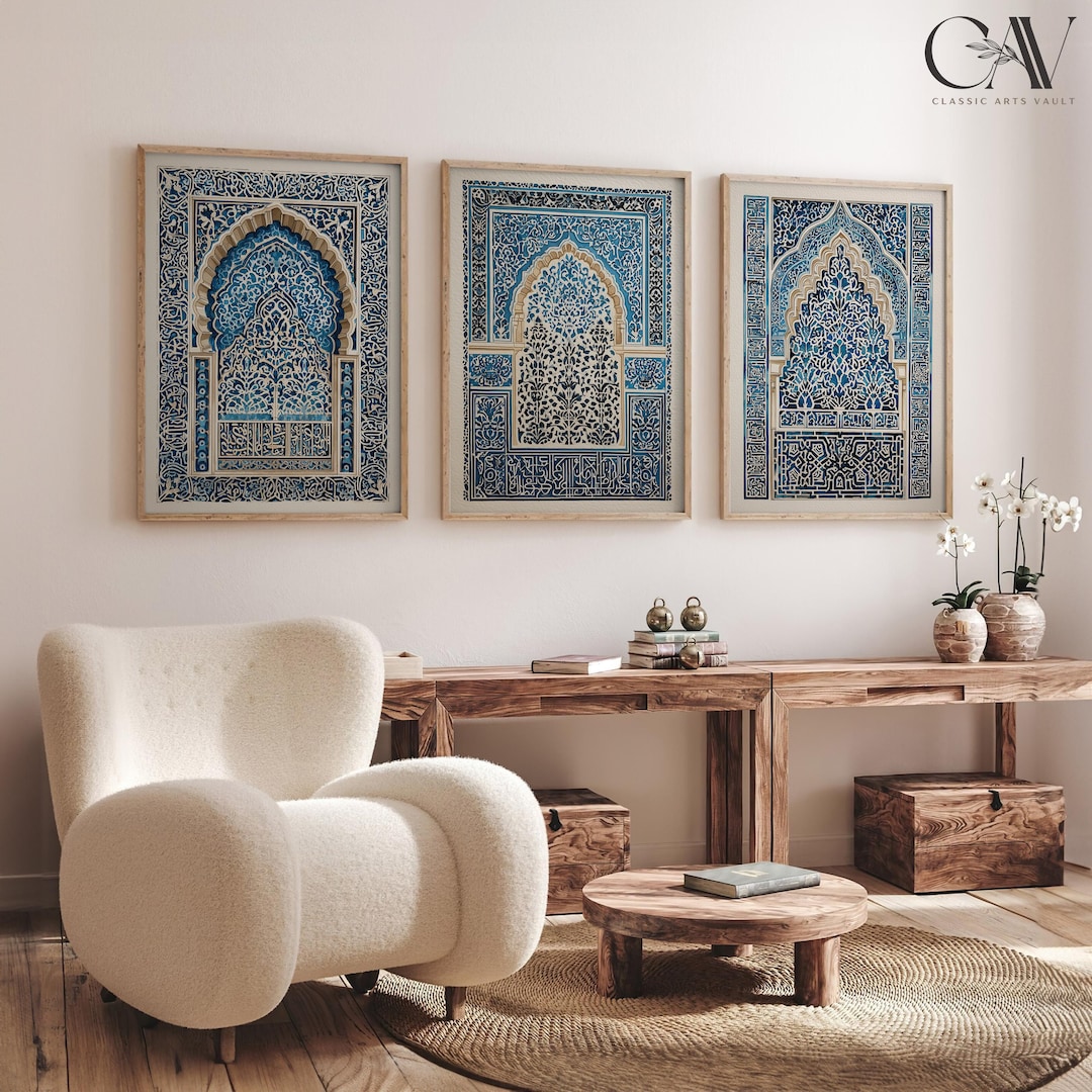 Alhambra Tile Inspired Watercolor Print Muslim Arabic Decor Eid Ramadan ...