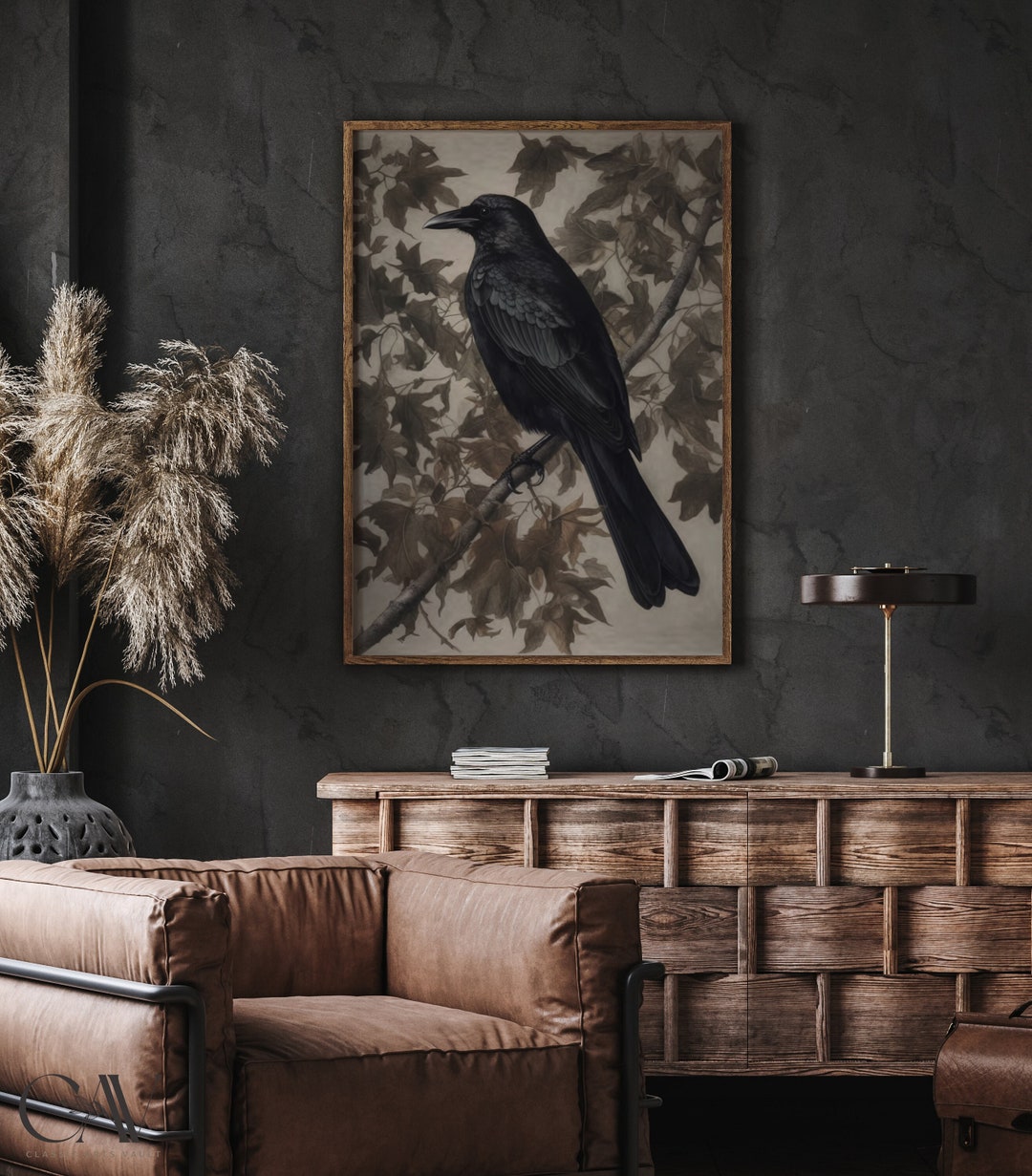 Raven Vintage Crow Print Moody Art Eclectic Vintage Goblincore