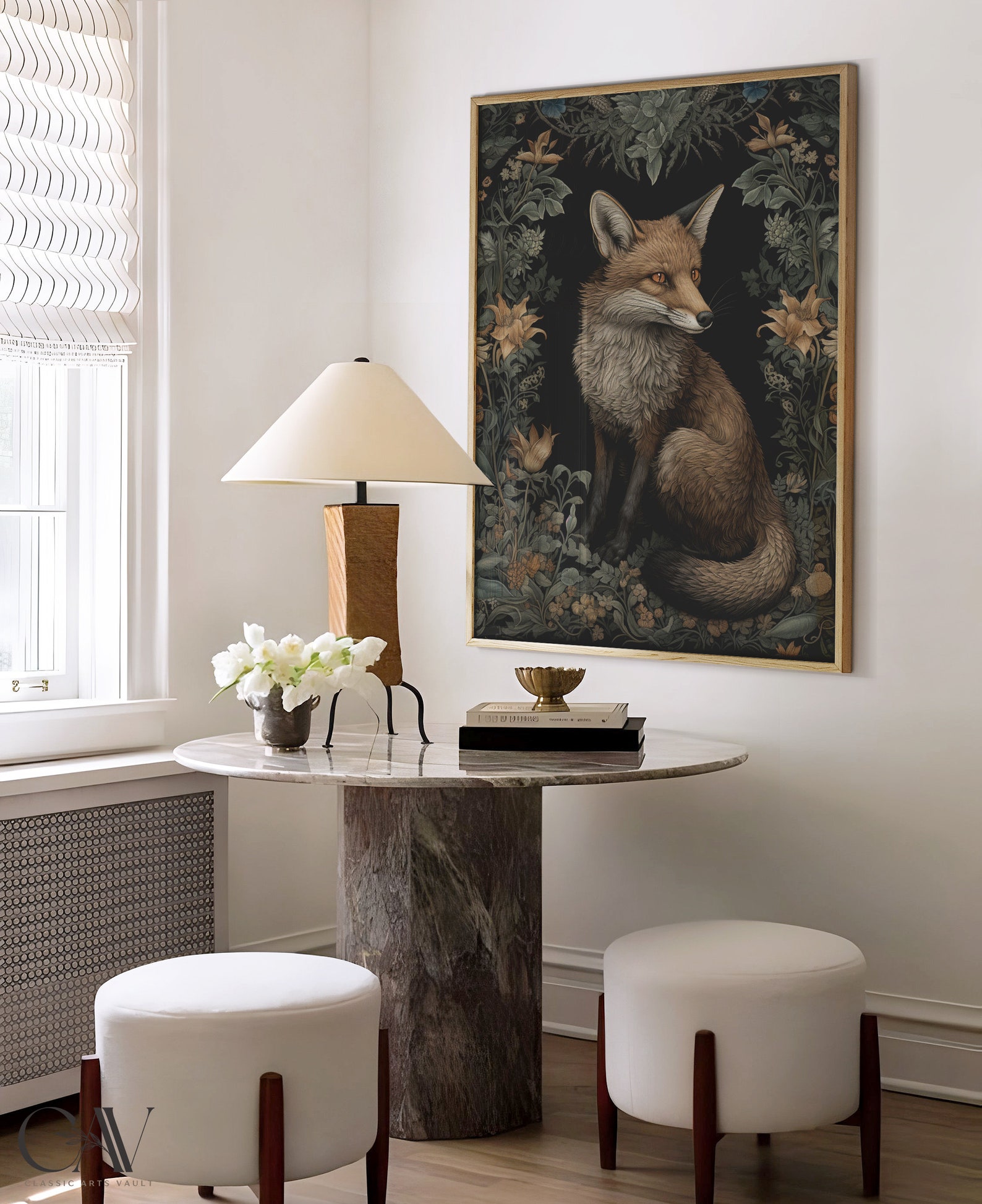 William Morris Inspired Fox Art Print Fox Print Fox Poster - Etsy