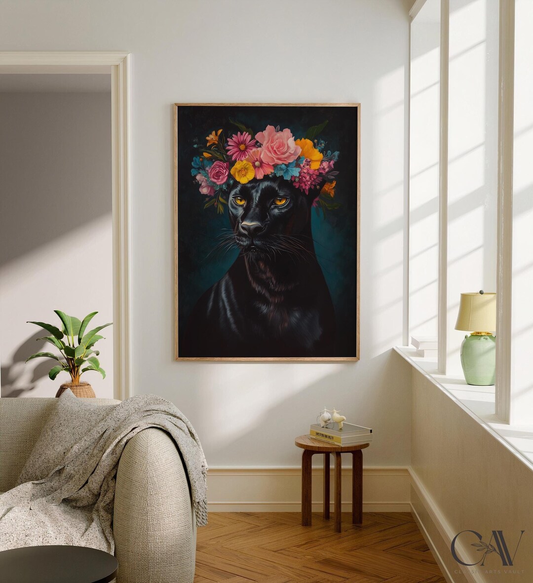 Black Panther Maximalist Eclectic Animal Portrait Print Funky Animal ...