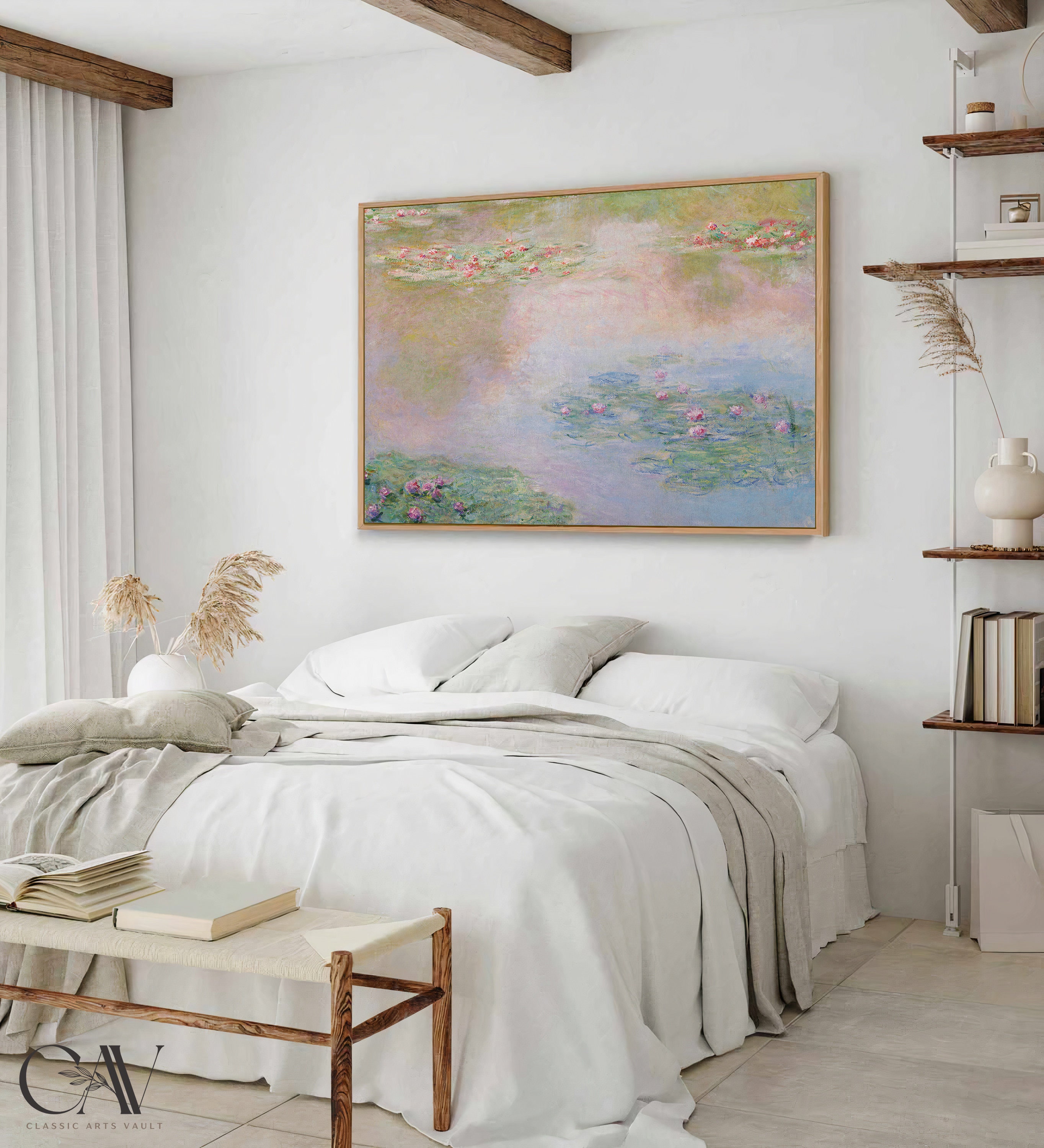 Claude Monet Water Lilies Vintage Botanical Landscape Rustic Country ...