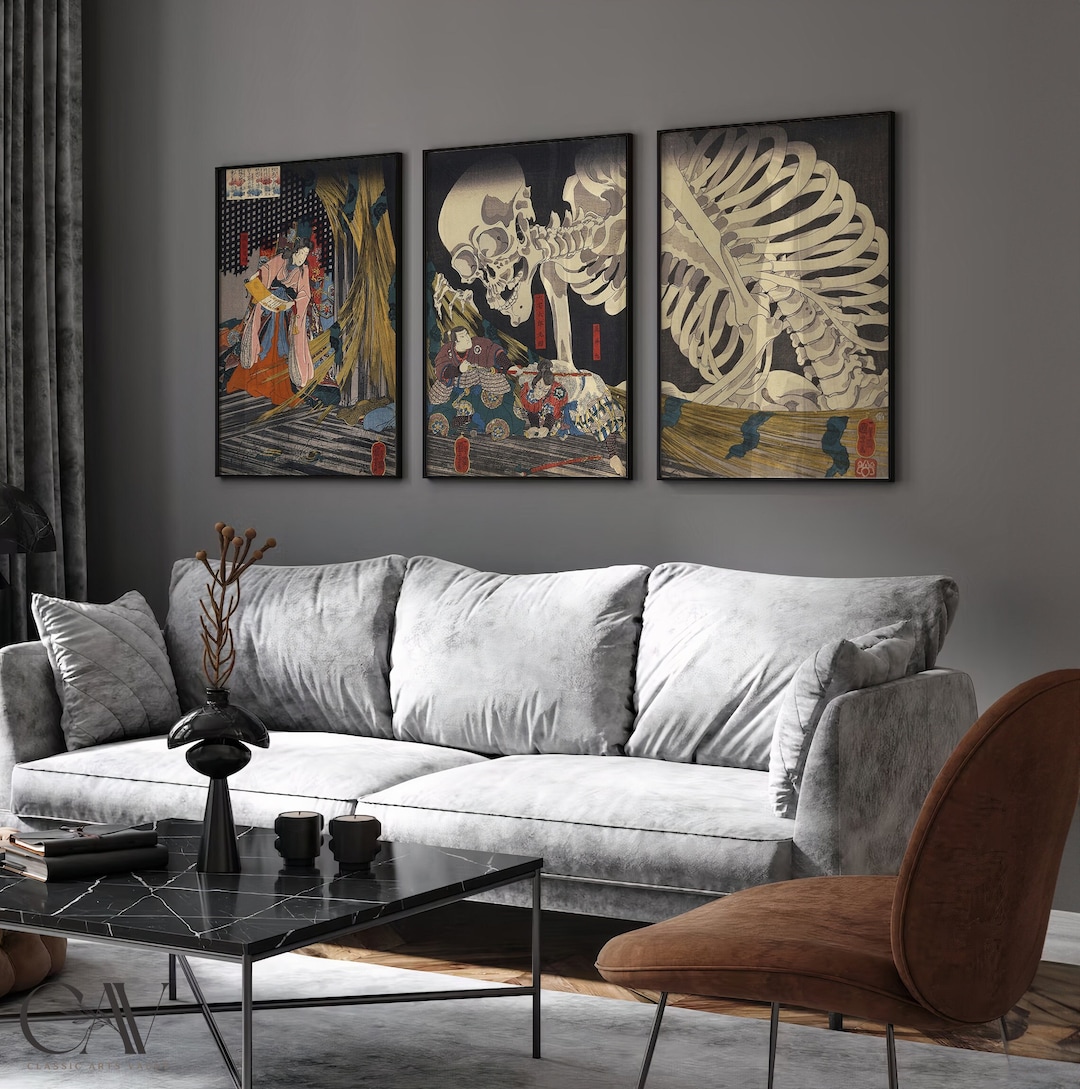 Utagawa Kuniyoshi Skeleton Japanese Woodblock Art Print Ukiyo-e Poster ...