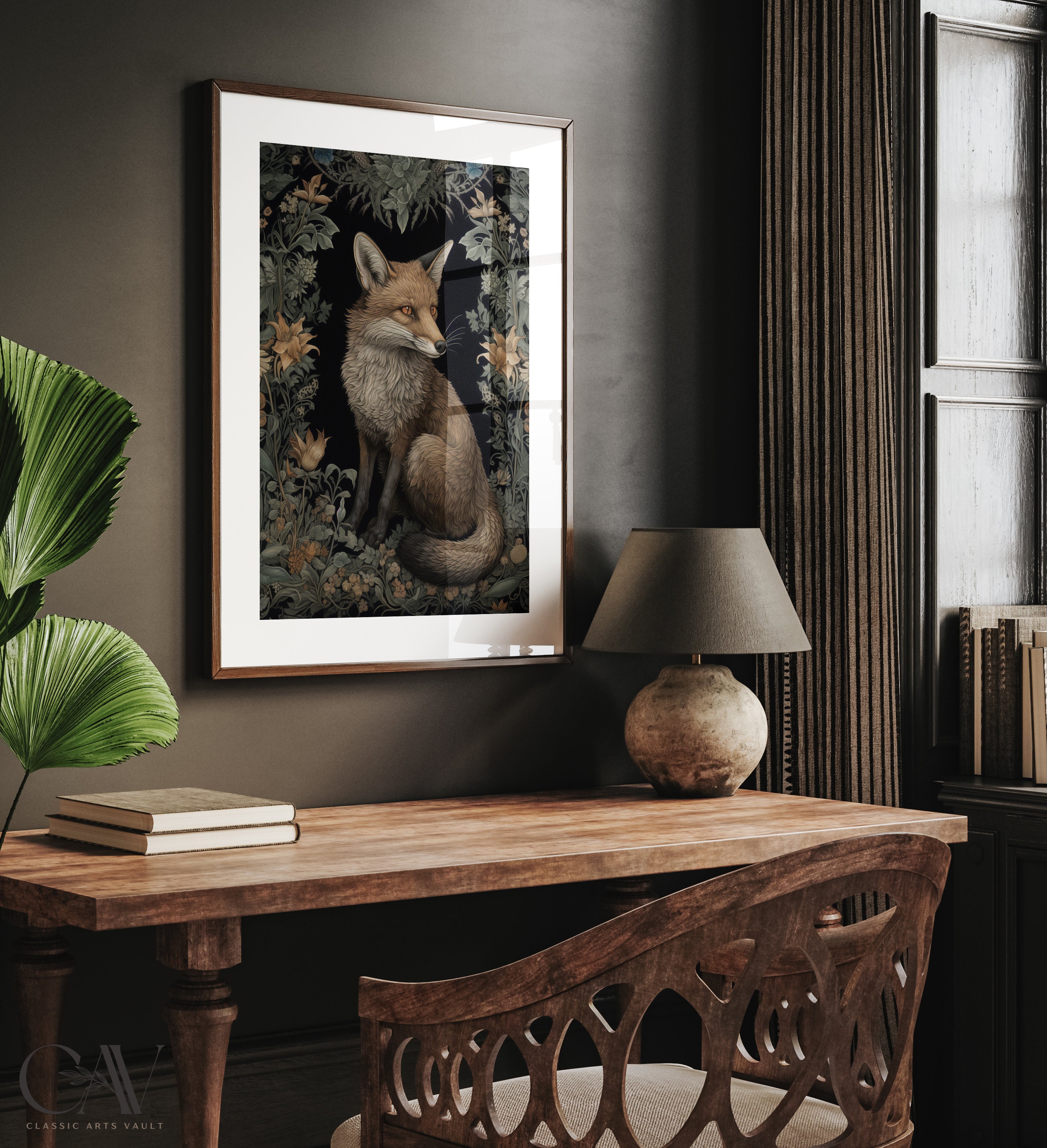 William Morris Inspired Fox Art Print Fox Print Fox Poster - Etsy