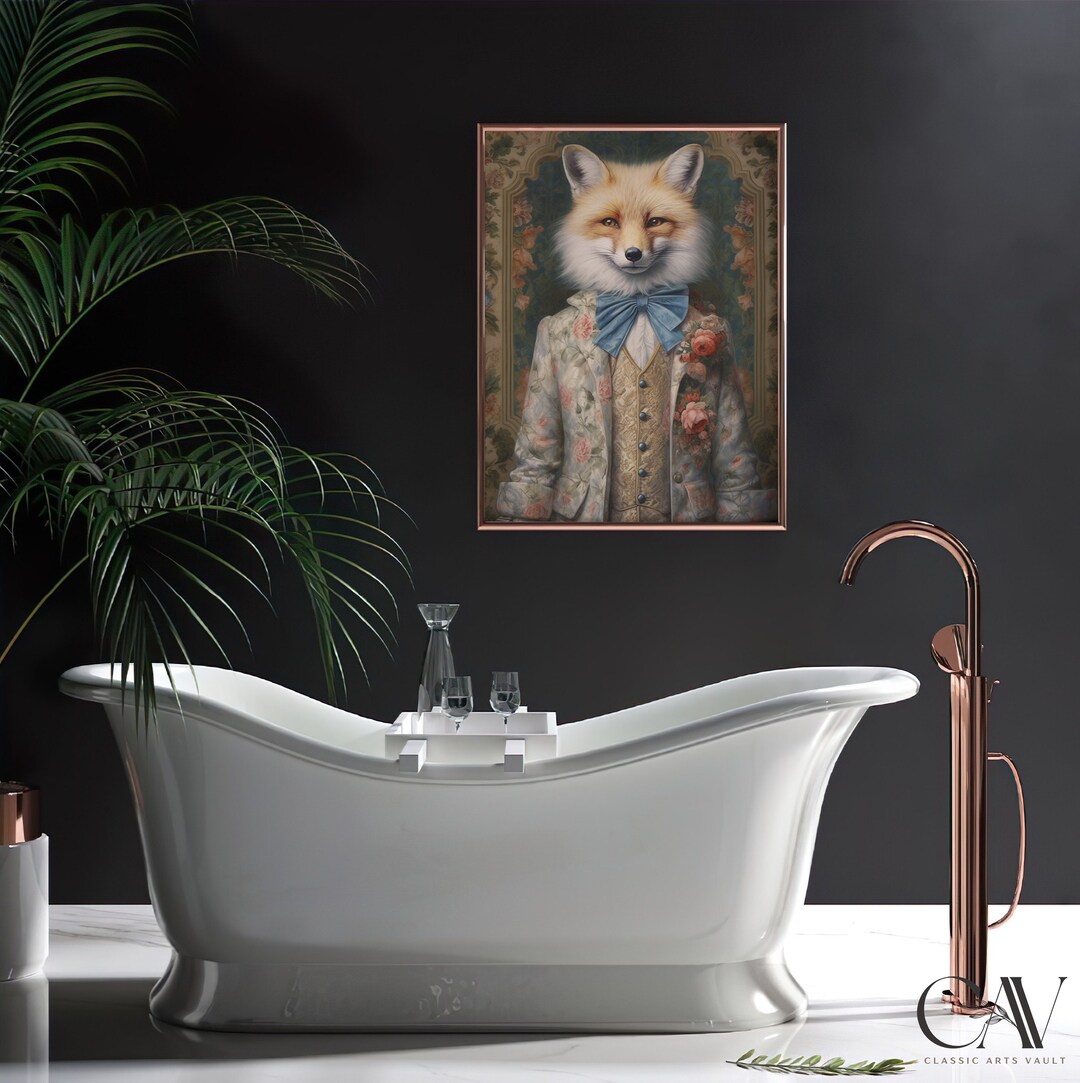 Fox Royal Portrait Print Vintage Victorian Animal Portrait Preppy Room ...
