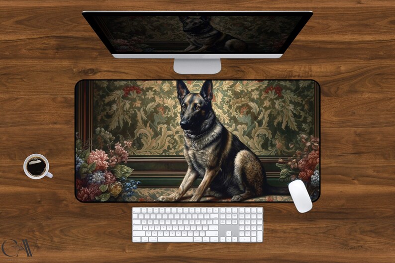William Morris Inspired German Shepherd Dog Large Desk Mat - Etsy