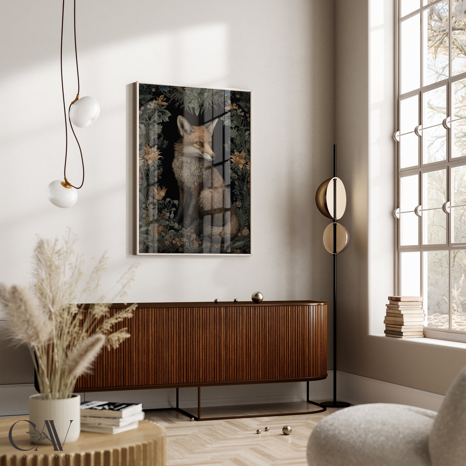 William Morris Inspired Fox Art Print Fox Print Fox Poster - Etsy