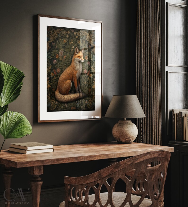 William Morris Inspired Fox Art Print Fox Print Fox Poster - Etsy